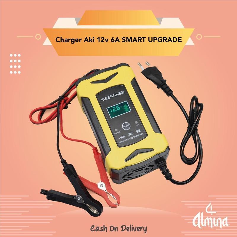 Charger Aki Mobil Motor 6A 12V LCD Display Sistem Intelijen Auto Detect ...