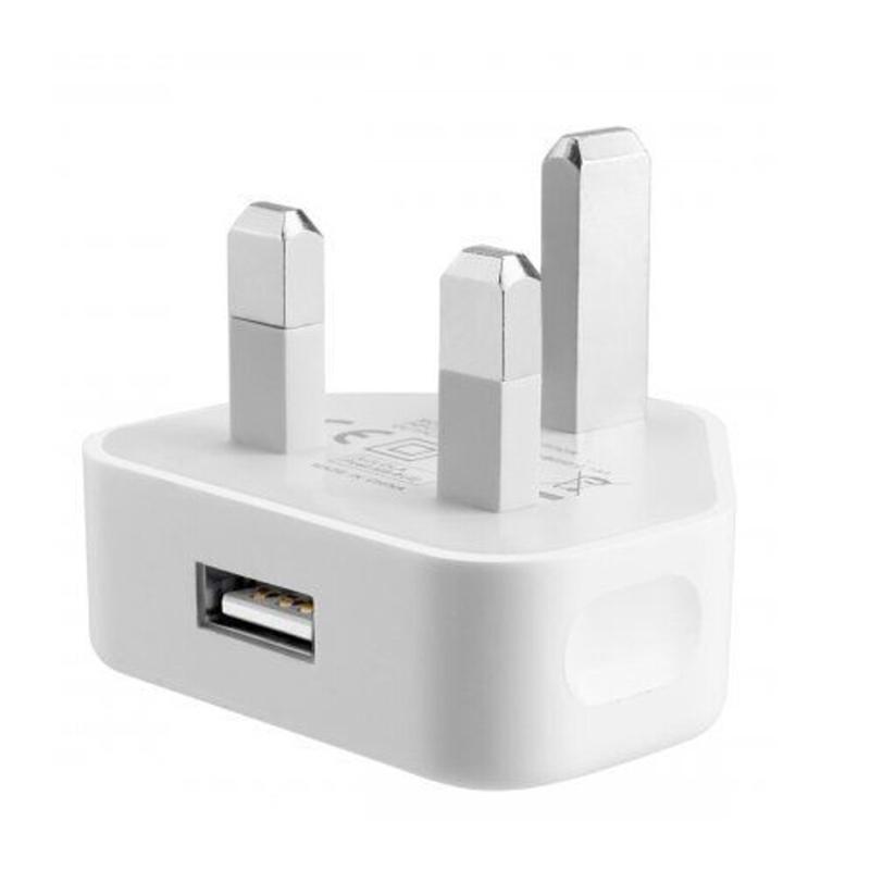 Mains 3 Pin Plug USB Adaptor Wall Charger Travel Charging Cable ...