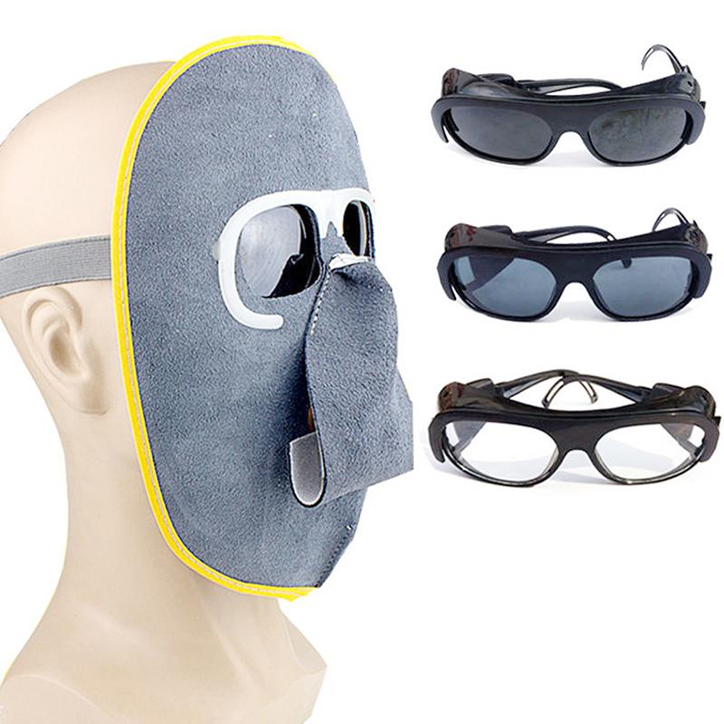 Welding mask, made of cow leather, welder face protection, head-wearing ...