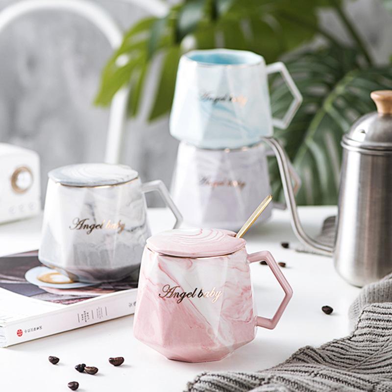 Marble Pattern Diamond Cup Ceramic Mug Wedding Favor Couple Coffee ...