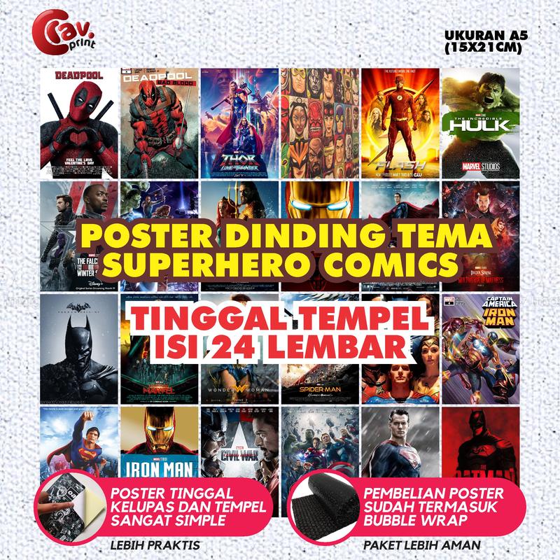 Poster sticker superhero & comics tinggal tempel - Shop | Tokopedia