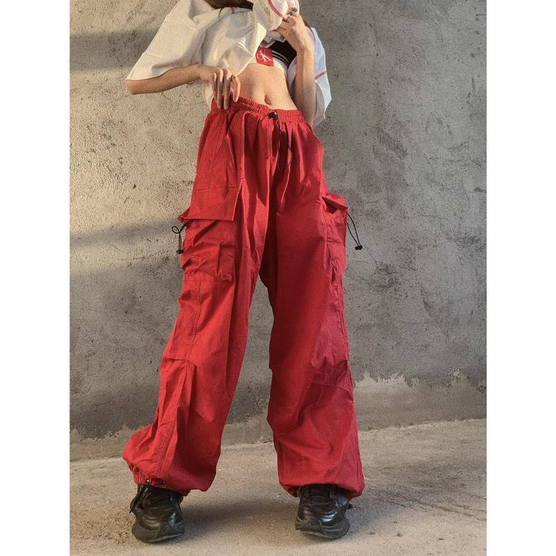 Baju Atasan untuk Wanita, Gaya 2024, Seluar Kargo Amerika Merah ...