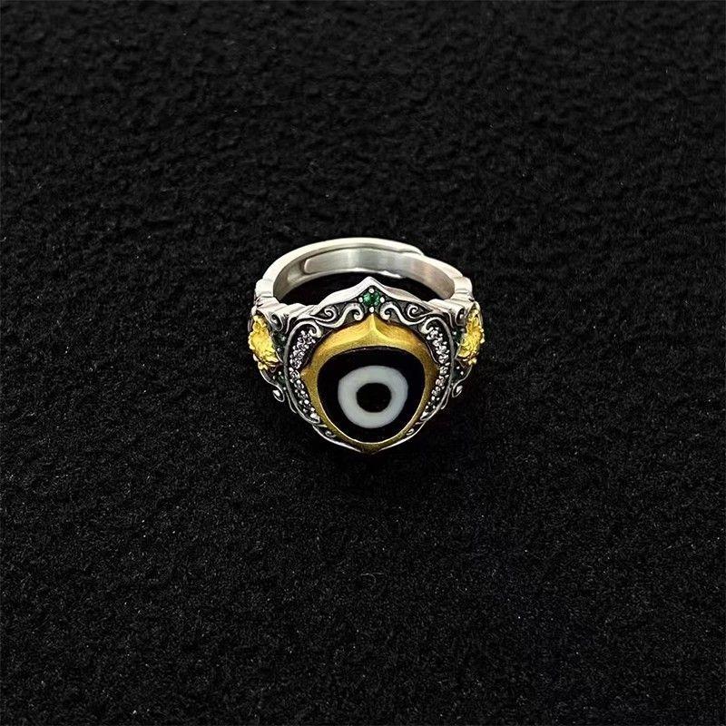 Authentic Tibetan Dzi Bead Inlaid Ring Tibetan Dzi Bead Modified ...