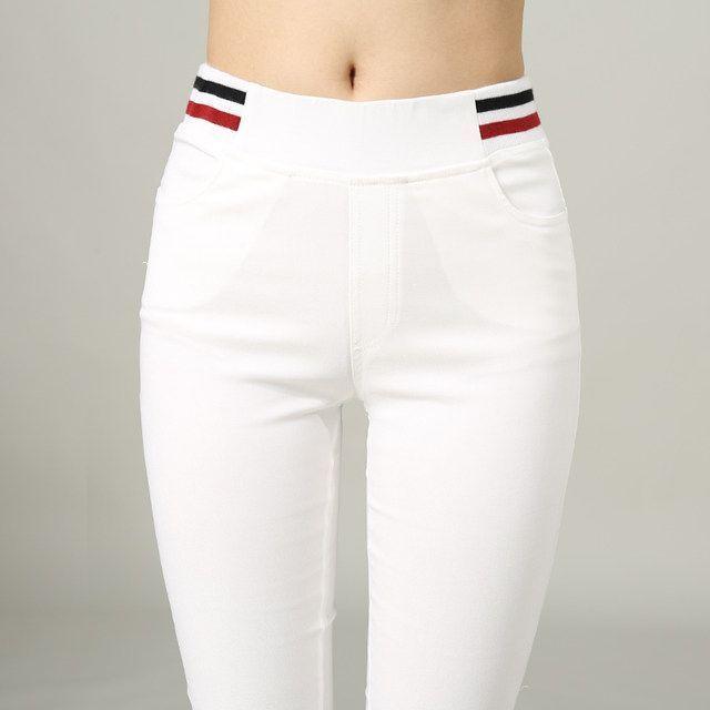Legging Putih untuk Wanita, Pakaian Luar Pinggang Tinggi, Pelangsingan ...
