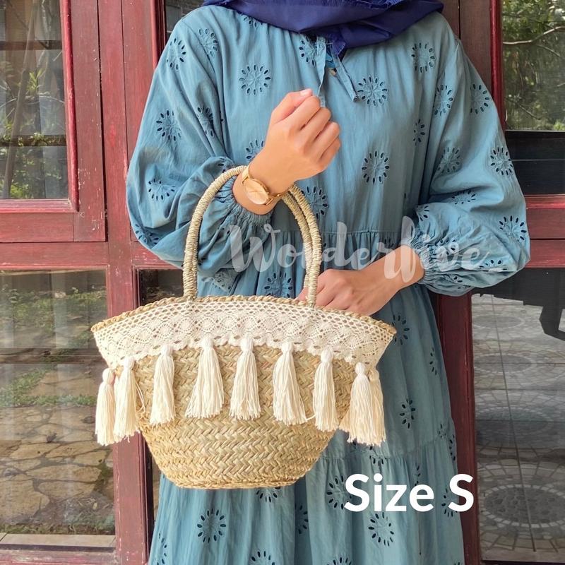 Tas Anyaman Kerajinan Mendong Pandan Etnik Bali Tassel Lace Natural ...