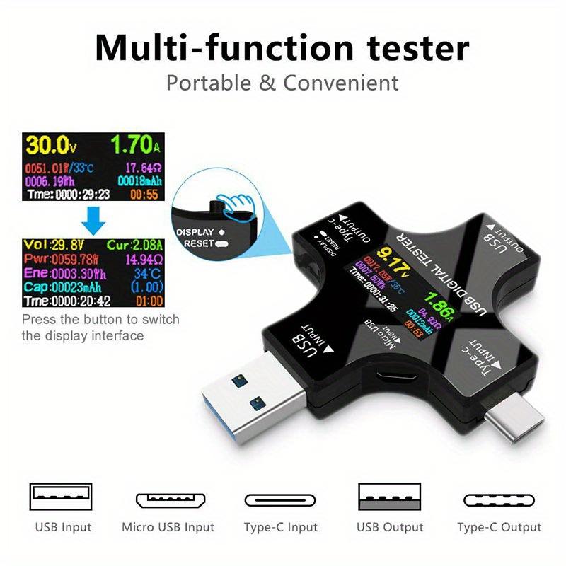 1pc USB Tester Color Type-C PD Digital Voltmeter Vurrent Meter Ammeter ...