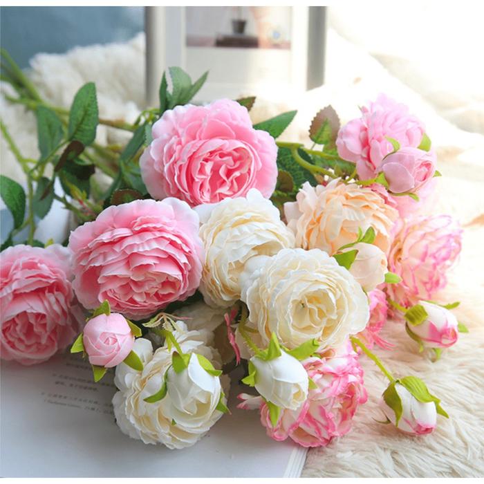 Promo MH - Bunga Mawar Peony Tangkai Tanaman Hias Artificial Minimalis ...