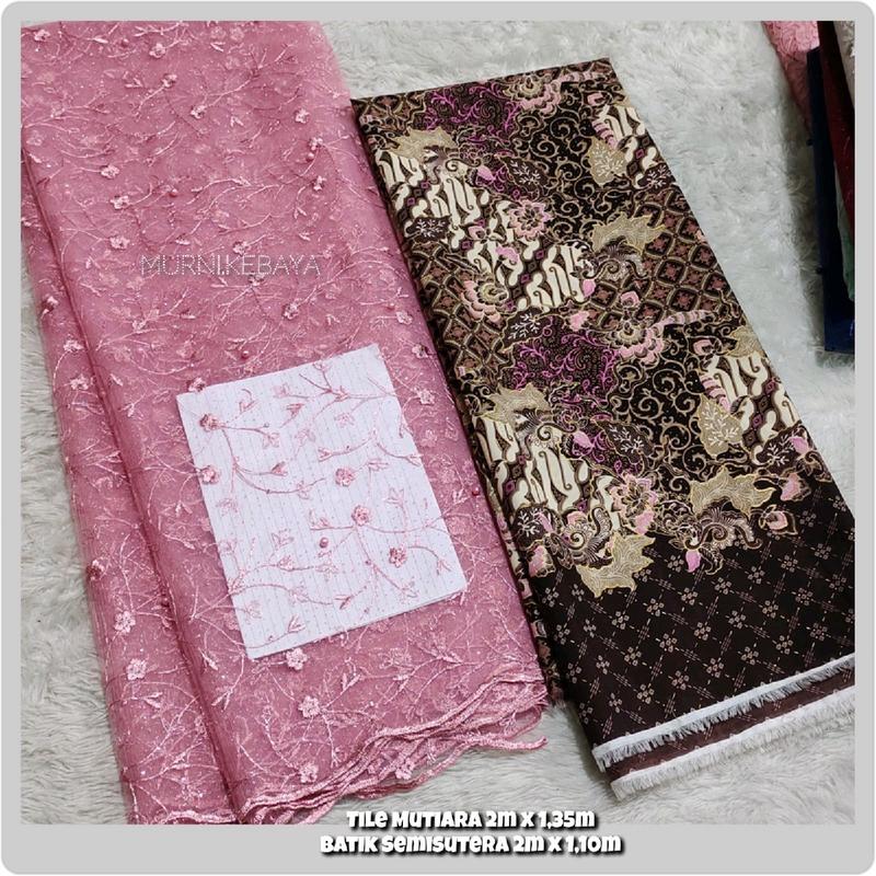 Brokat Tile Mutiara & Batik Semisutra Foil, Bahan Seragam Bridesmaids ...