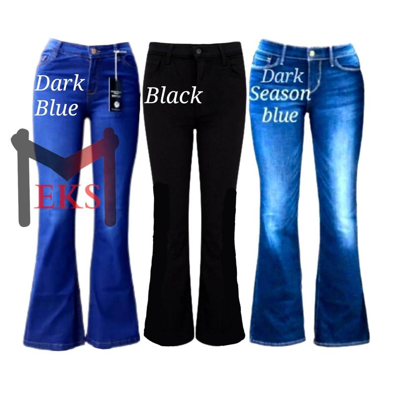 Seluar jeans BOOTCUT untuk wanita, seluar bersaiz besar, Stok sedia ...