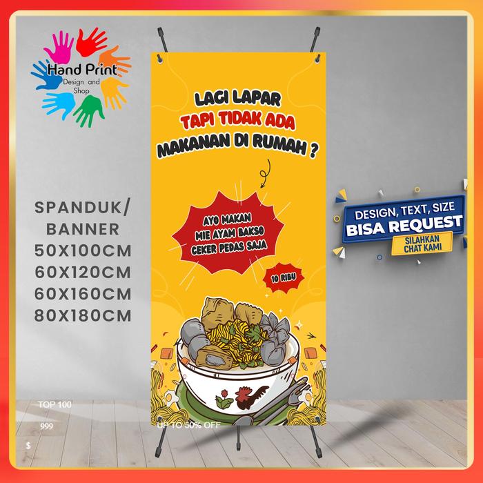 Jual SPANDUK / BANNER Mie Ayam Mie Pangsit Warna Oren B 60x160 CM Plang ...
