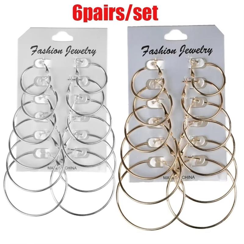Anting-anting Gelung Punk, Set Bersaiz Besar, 6 Pasang / 1 Pasang ...