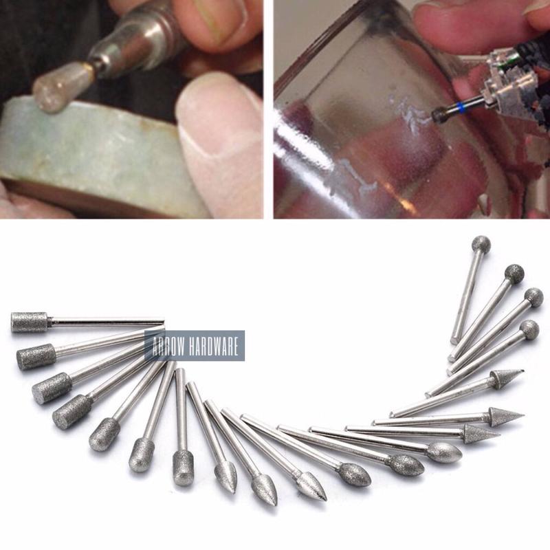 20pcs 3mm Shank Diamond Grinding Heads Mini Drill Burrs Bit Set ...