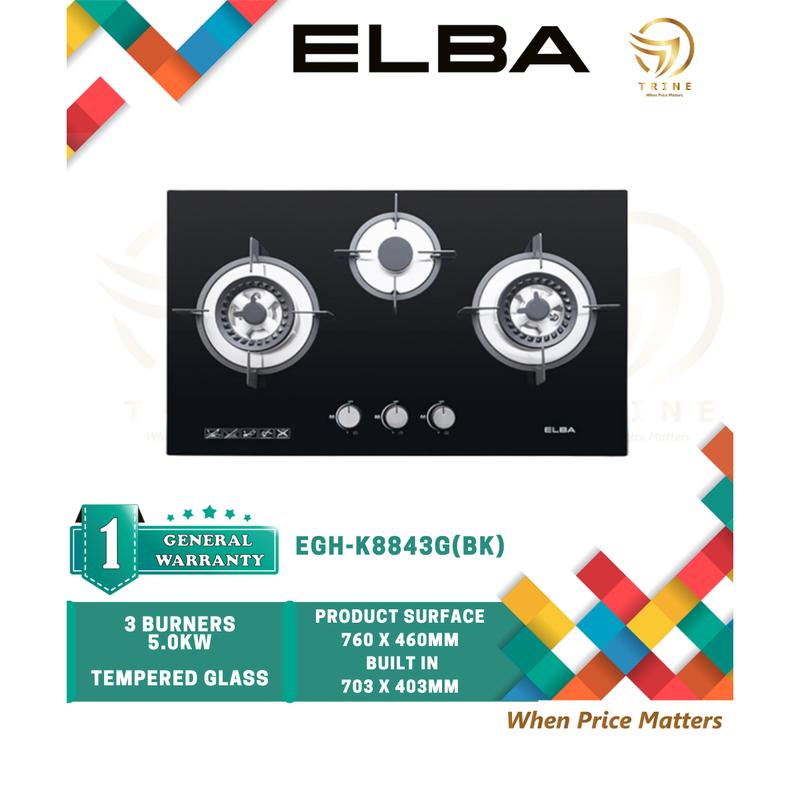 ELBA 3 BURNERS GLASS STOVE/ FULL BLACK TEMPERED GLASS (5.0KW - TikTok ...