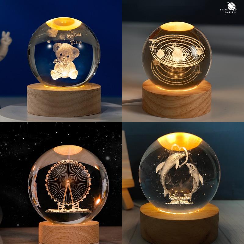 3D LED crystal ball lamp USB Desk crystal lamp Galaxy Lamp star ...