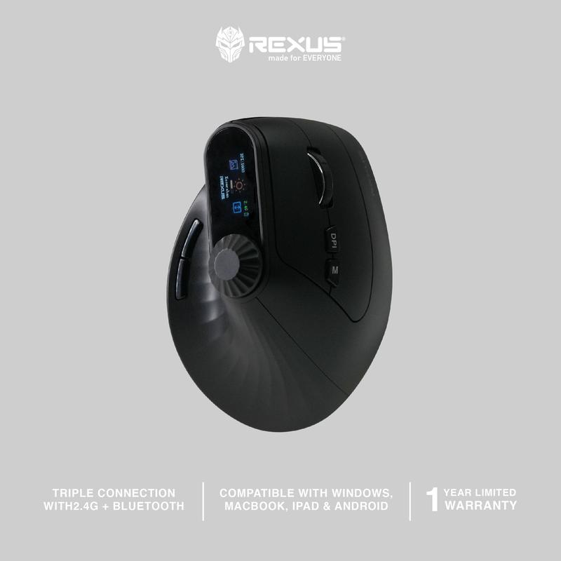 Rexus Clif Pro QV280 Mouse Office Ergonomic Vertical Wireless Bluetooth ...