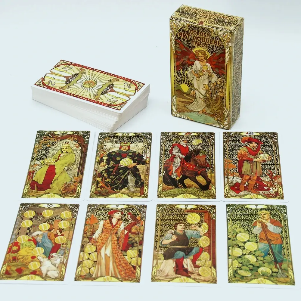 Golden Art Nouveau Tarot Deck 78 Cards with Guidebook Cards Occult ...