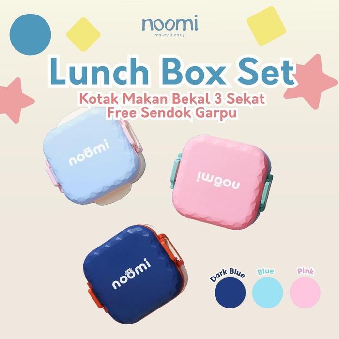 Promo Noomi - Lunch Box Set | Kotak Makan Bekal 3 Sekat Free Sendok ...