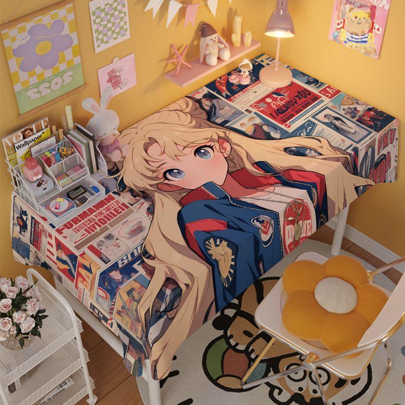 Dustproof Tablecloth Cartoon Anime Beauty Tablecloth Student - TikTok ...