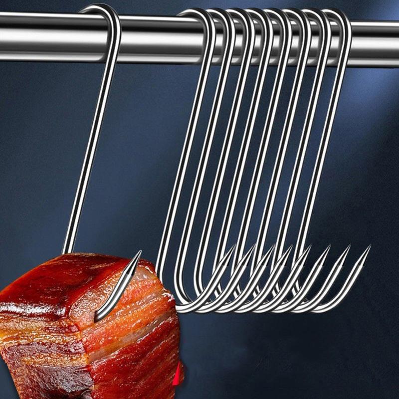 10Pcs Stainless Steel S Hooks With Sharp Tip Butcher Meat Hook - TikTok ...