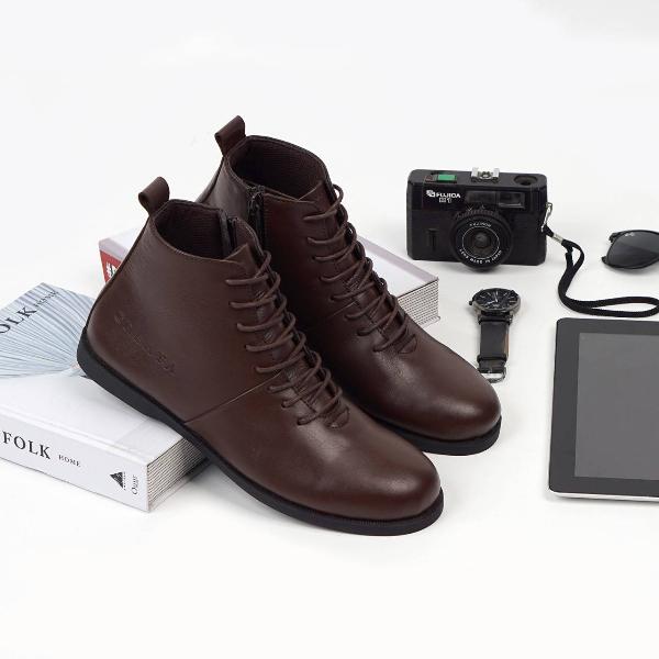 Promo Sepatu Boots Pria Kulit Asli Zipper Sleting GREATA SVERKER BROWN ...