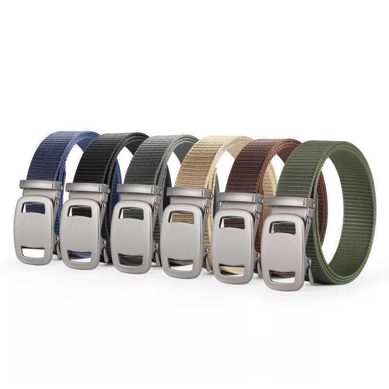 Men's nylon belt automatic metal buckle toothless woven canvas durable ...