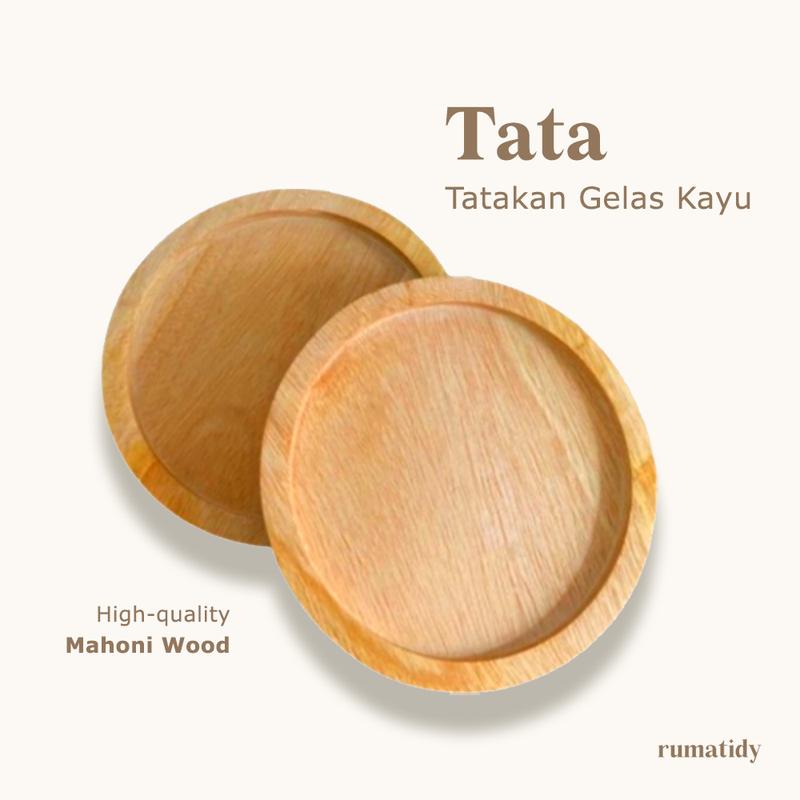 TATA Wooden Coaster Tatakan Gelas Alas 9cm Kayu Bulat Woode - Shop ...