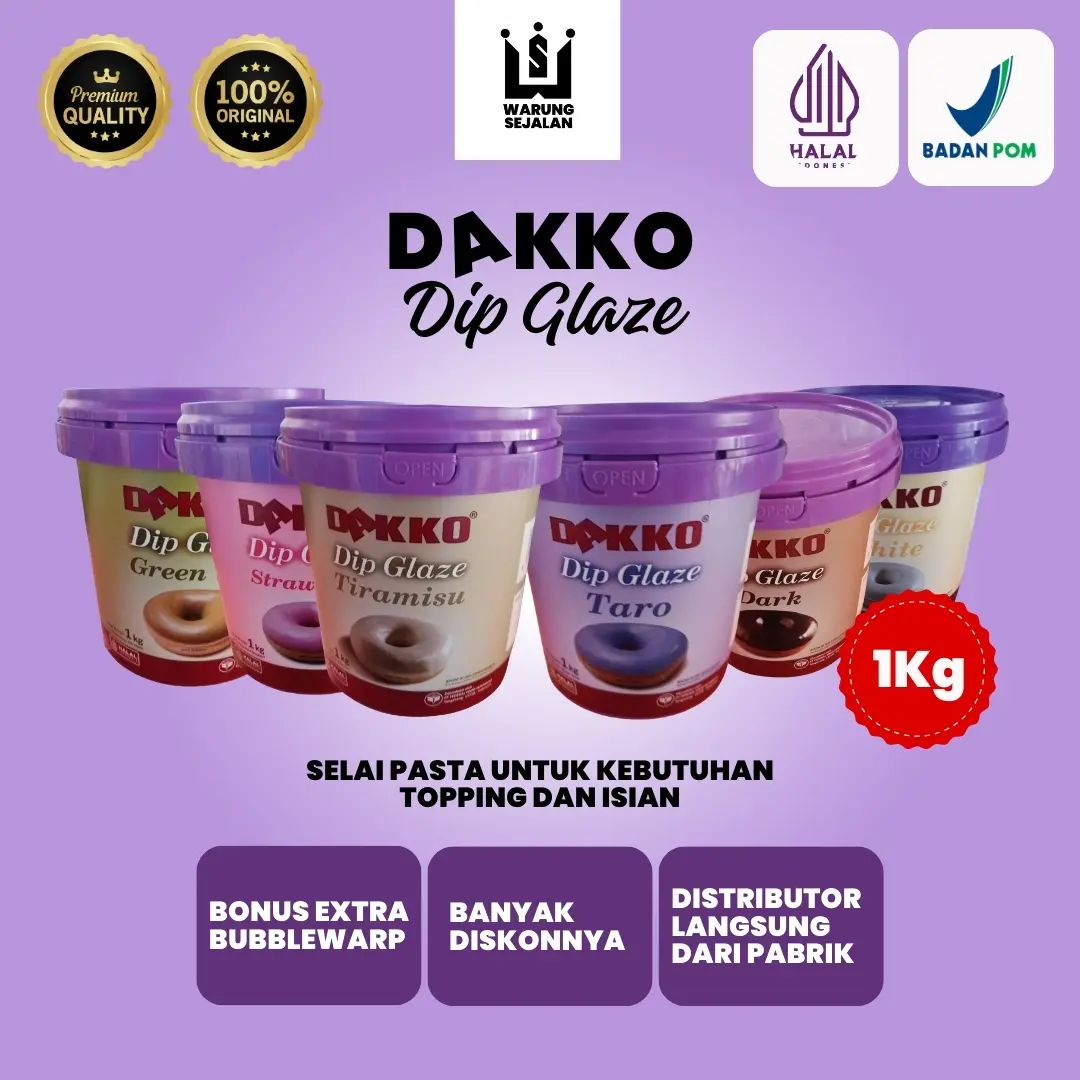 (Cirebon) Dip Glaze Dakko 1kg rasa dark choco greentea tiramisu taro ...
