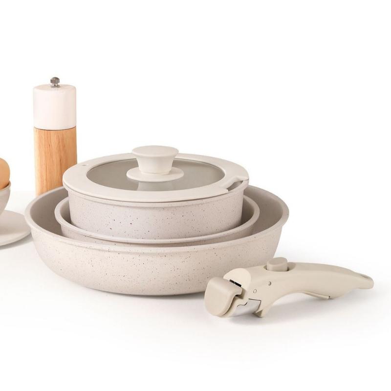 Nonstick Cookware Set – Detachable Handle, Frying Pan & Wok, - TikTok ...