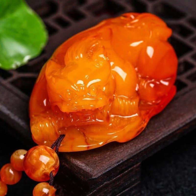 New Second-generation Amber Old Beeswax Rough Stone Pixiu Pendant ...