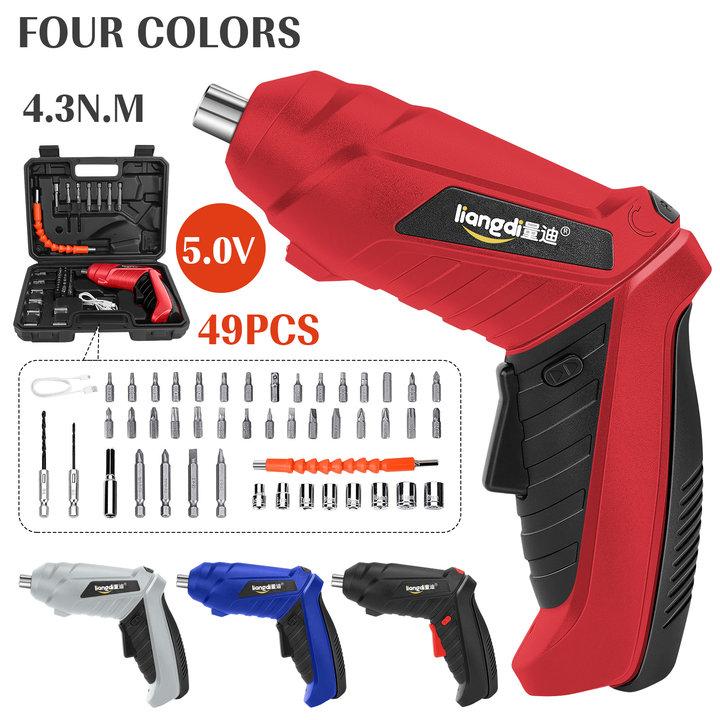 49PCS/ 4.8V Foldable Li-ion Cordless Screwdriver Tool Kit/Cordless ...
