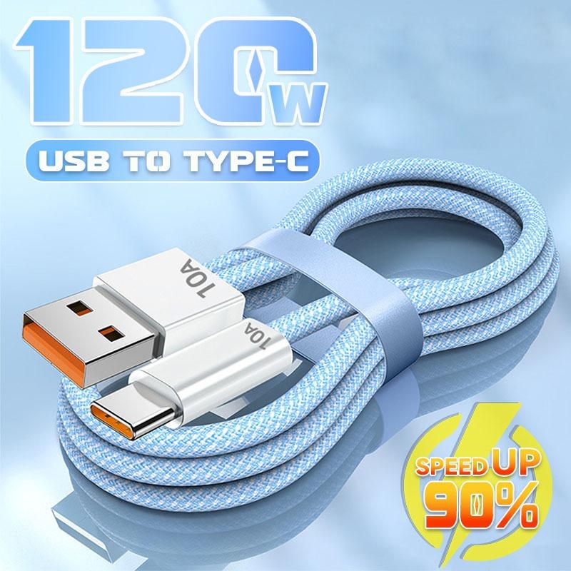 120w Type-C Woven Data Cable 0.25M-3M Extra Long Type C USB Fast Data ...