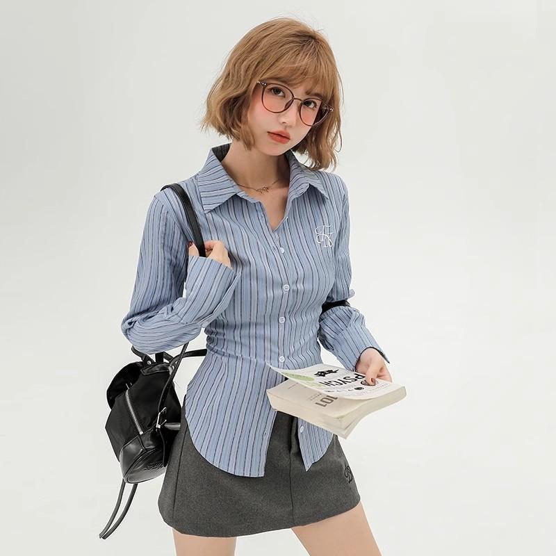 Meetyo American College Style Long Sleeve Shirt for Women Striped ...