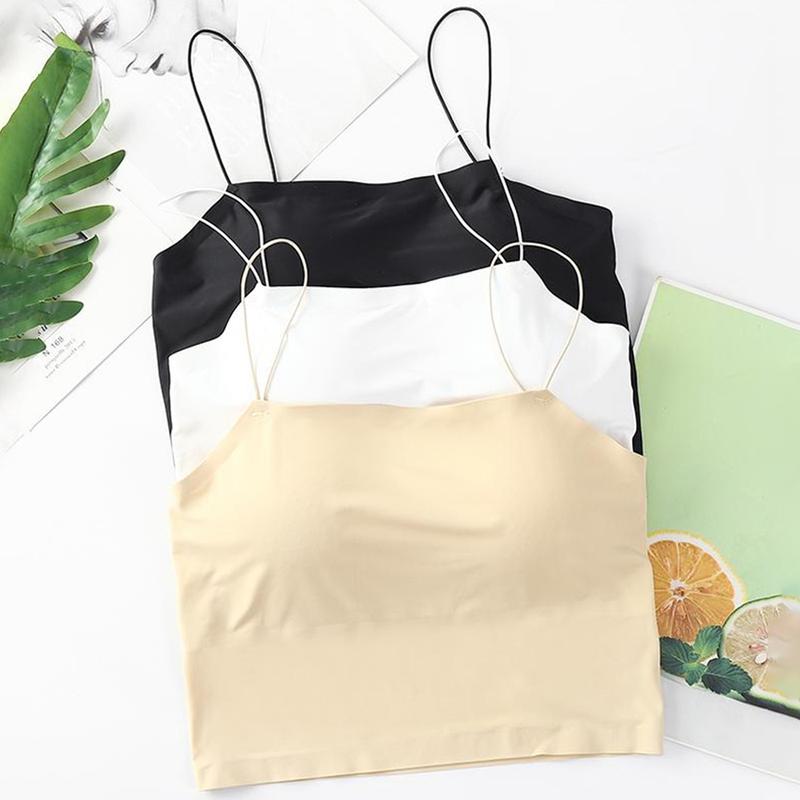 Baju Atasan Tiub, Suspender, untuk Wanita dan Gadis, Tali Nipis, Seksi ...