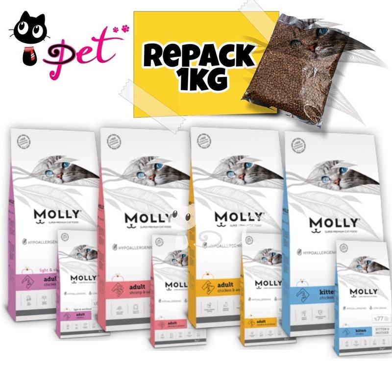 ( REPACK 1kg ) Molly MOLLY Super Premium Cat Food / Molly Makanan ...
