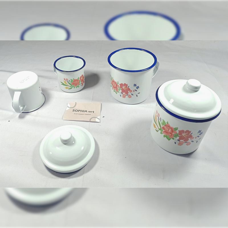 GELAS MUG ENAMEL CANGKIR SENG BESI TUTUP JADUL MOTIF BUNGA - Shop ...
