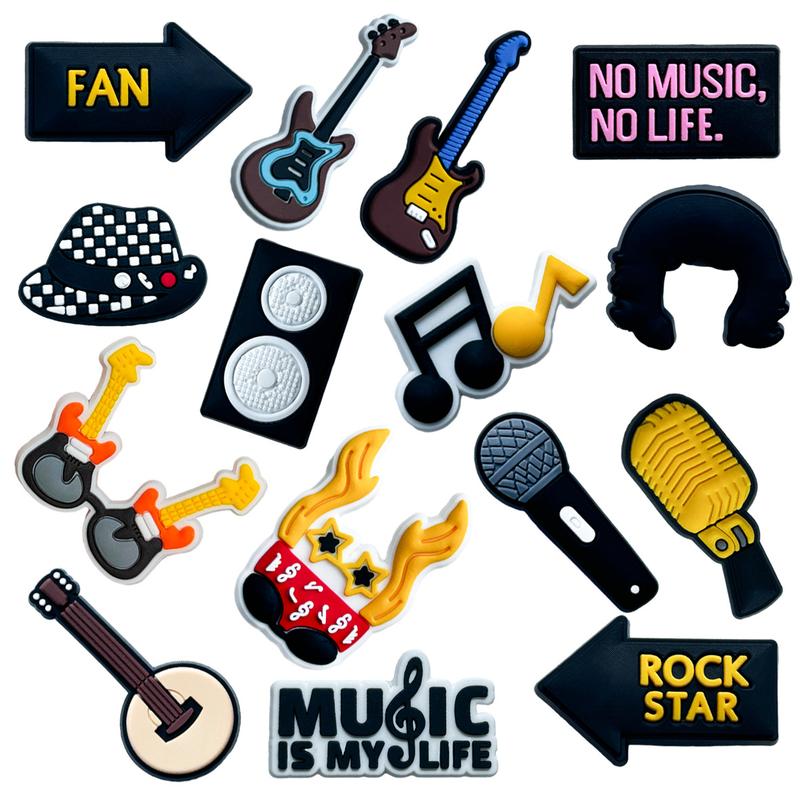 15Pcs Shoes Jibbitz Charms Music Instrument Cartoon Shoe Buckle ...