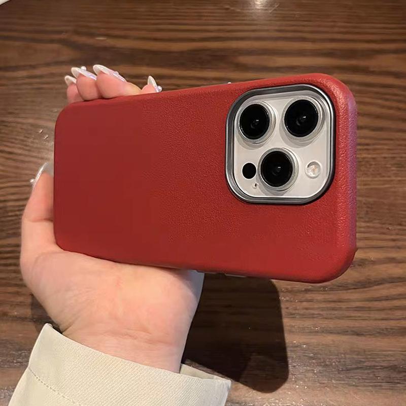 Luxury Vermilion Red Color Matte Leather Phone Case for IPhone - TikTok ...