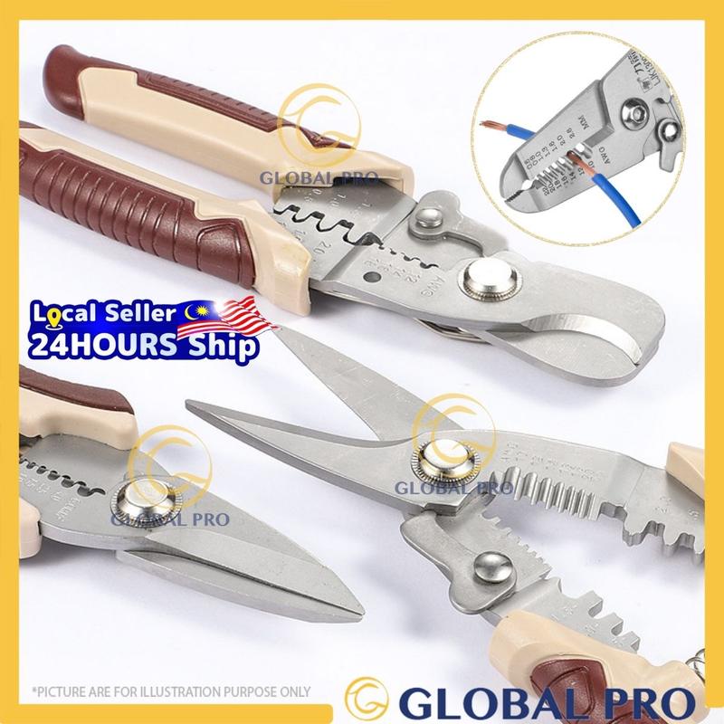 7"/8" Multi Wire Cutter Crimping Tool Stripper Wire Pliers Electrician ...