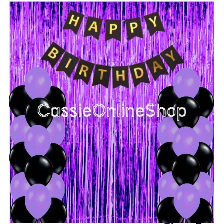 HBD SET HAPPY BIRTHDAY PARTY DECORATION SET - PURPLE AND BLACK - TikTok ...
