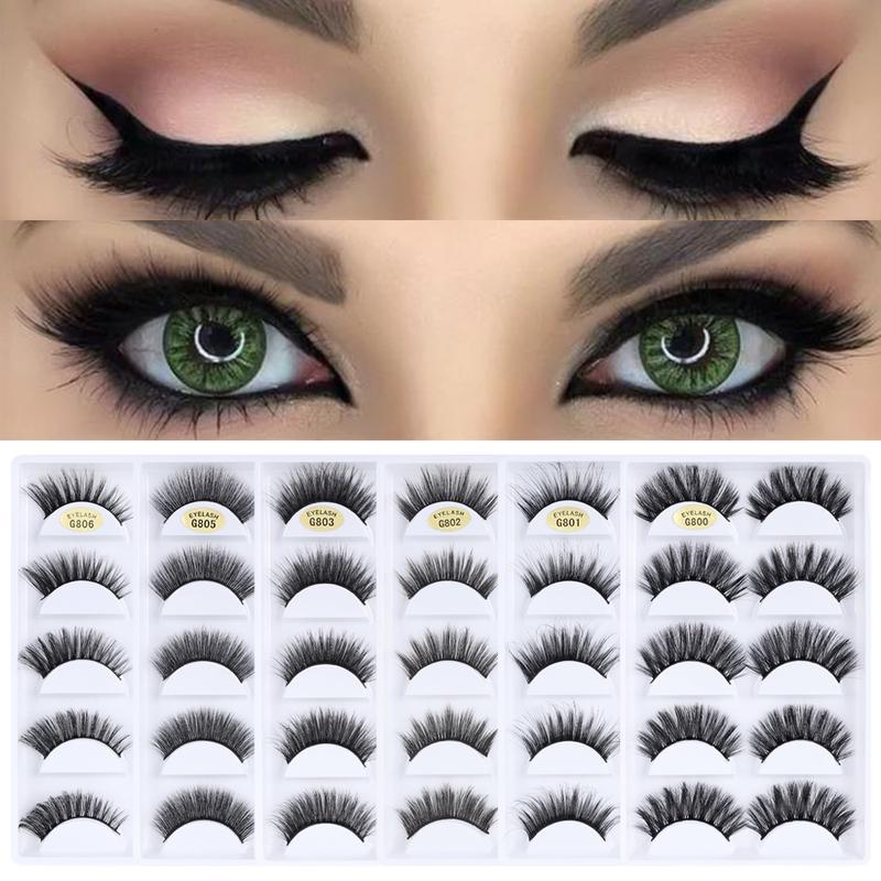 5/10/pairs 3D Faux Soft Lashes Natural False Eyelashes Curl Winged ...
