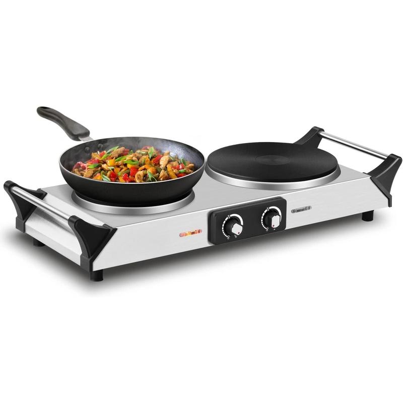 Hot Plate, Double Burner for Cooking, 1800W Countertop Electric ...