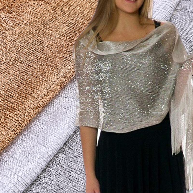 Elegant Evening Dresses Shawls Female Golden Color Wire Tassels ...