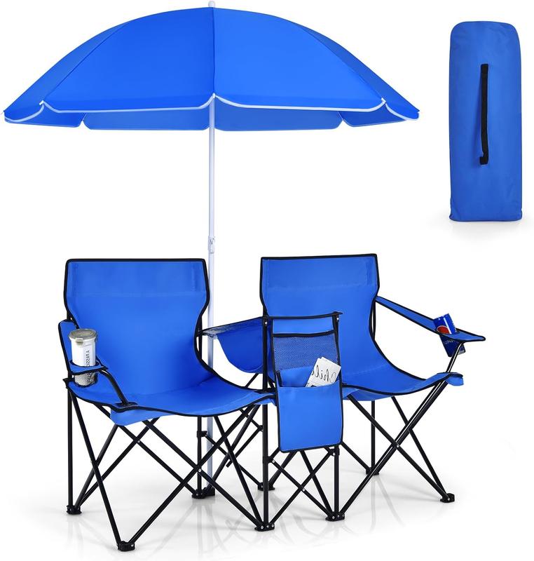 Double Portable Picnic Chairs, Folding Camping Chairs Detachable ...