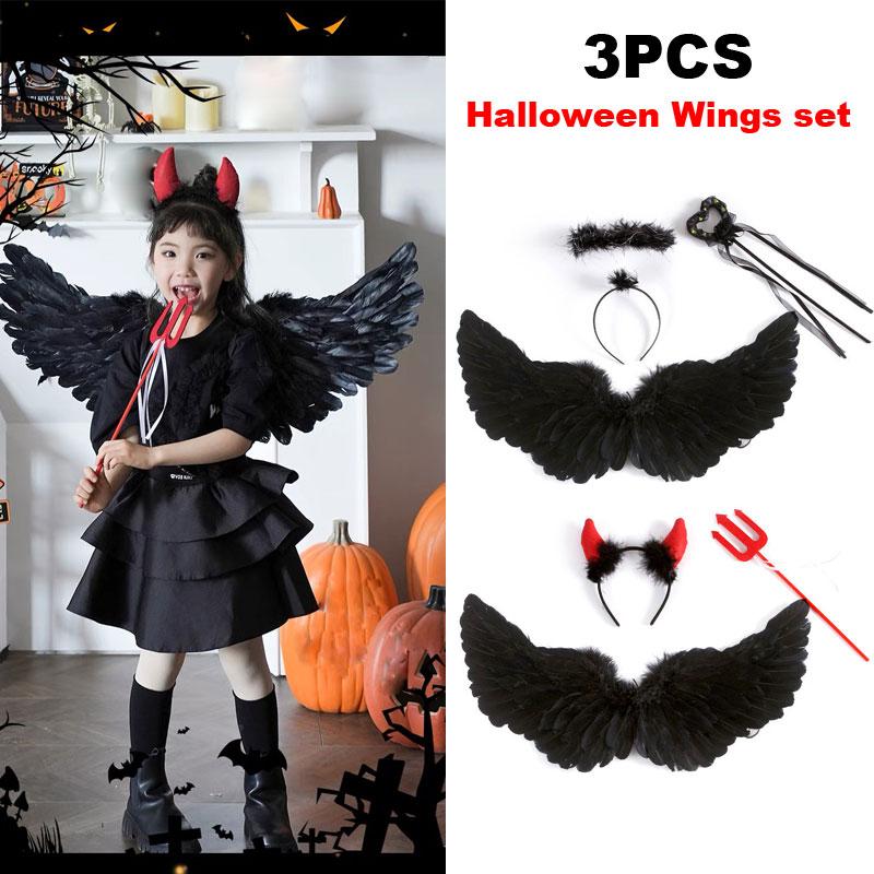 60*35cm Halloween Girls Devil Fairy Costume Black Fallen Angle - TikTok Shop Philippines