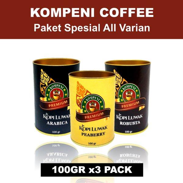 Promo Paket Kopi Luwak All Varian 300gr - Kompeni Coffee - Arabika x3 ...