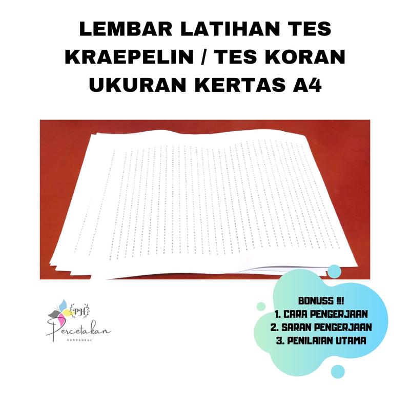 TES KRAEPELIN A4 / TES KORAN / TES PSIKOTES - Shop | Tokopedia