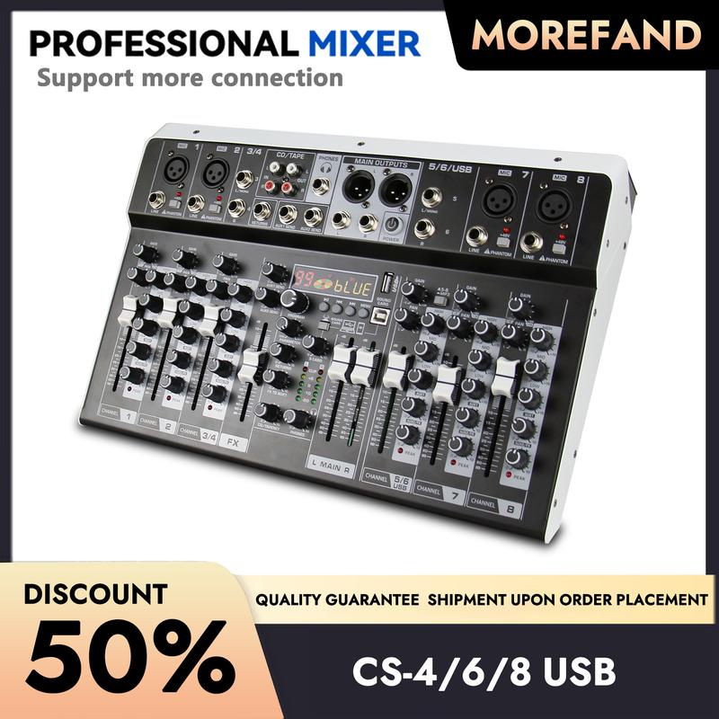 CS4/6/8 Audio Mixer, 4/6/8 Channel DJ Mixer, Console de Son con ...