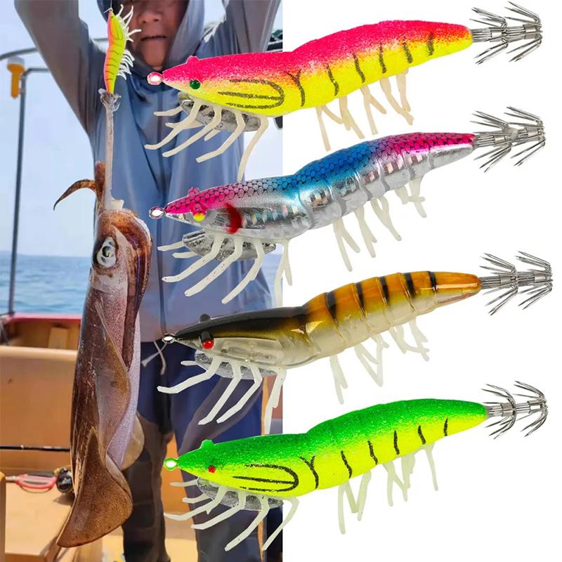 Luya Bait Bait Luminous Wooden Shrimp Squid Hook Soft Foot Wooden ...