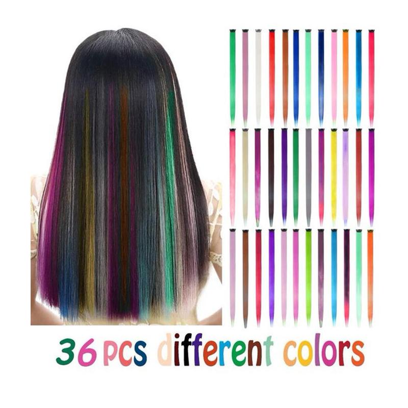 Color Straight Hair Extension Clips for Women and Kids Multicolor ...