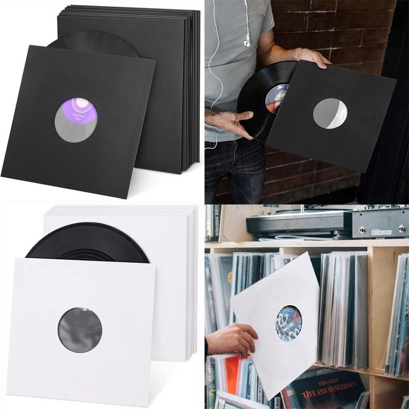 New Black White Vinyl Records Sleeve 7/10/12inch Paper & Poly Lined ...